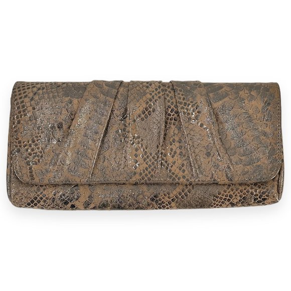 Vintage | Bags | Vintage Lauren Merkin Gray Beige Snakeskin Clutch Bag ...